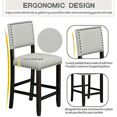WOZNLA 6-Piece Counter Height Dining Table Set - Rectangular Table with Convenient Shelf, 4 Comfortable Chairs, and Stylish Bench for Dining Room and Kitchen Furniture
