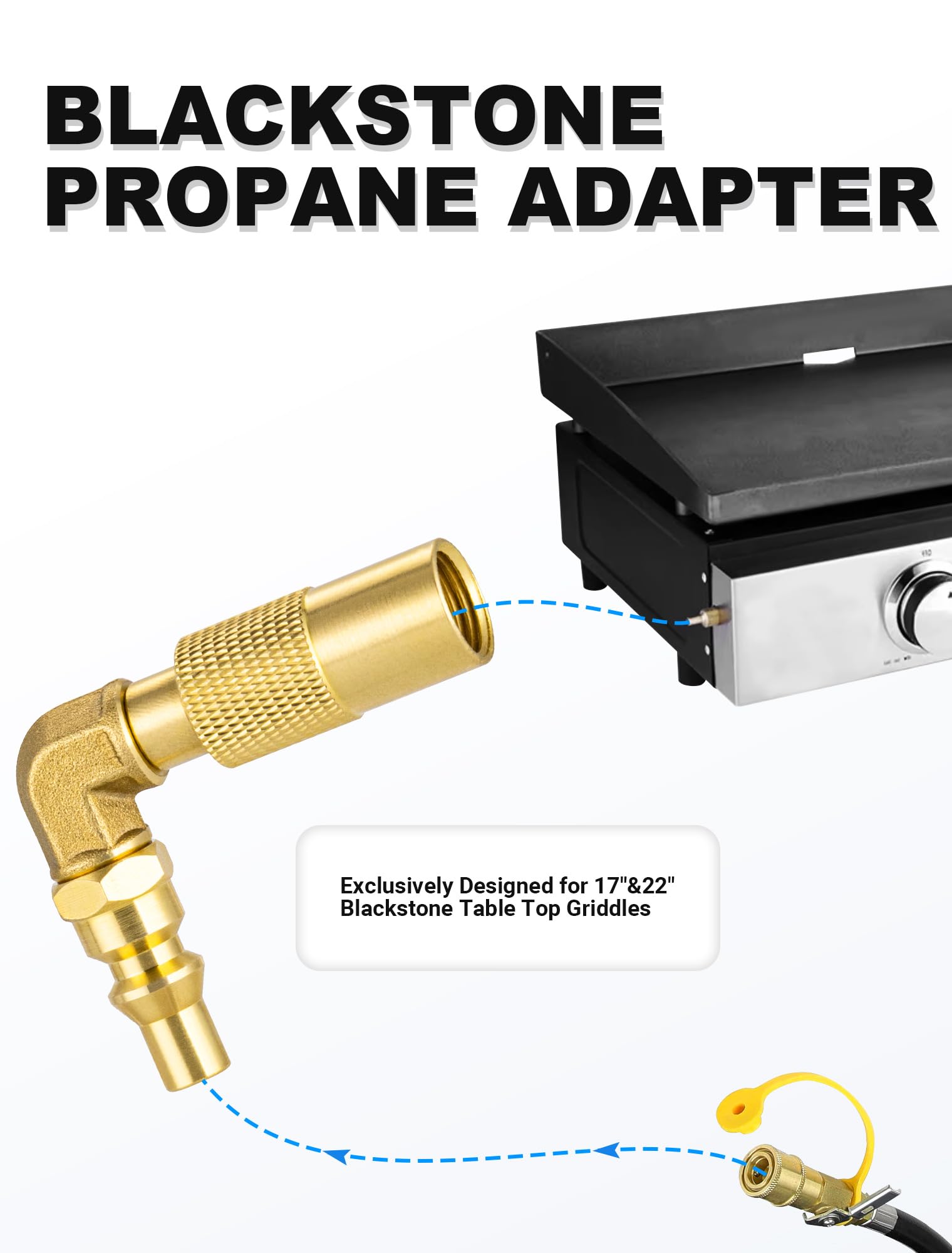 SARDVISA Portable 1/4 Inch RV Quick Connect Fitting, Brass 90 Degree Elbow Propane Conversion Adapter for Blackstone Tabletop Grill - 17 Inch and 22 Inch Portable Gas Griddle