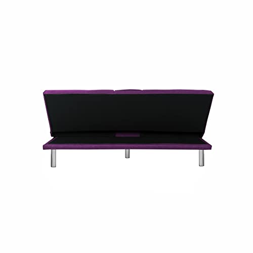 YUNLife Twin Size Linen Upholstered Modern Convertible Folding Futon Loveseat Sofa Sleeper Bed 2 Seaters Recliner Couch with Cup Holders,3 Angles,Metal Legs,Removable Soft Pillow-Top Armrest
