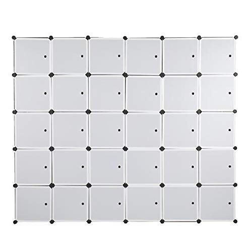 Stylish Cube Wardrobe with Hanging Rod - Modular Closet Cabinet with White Doors