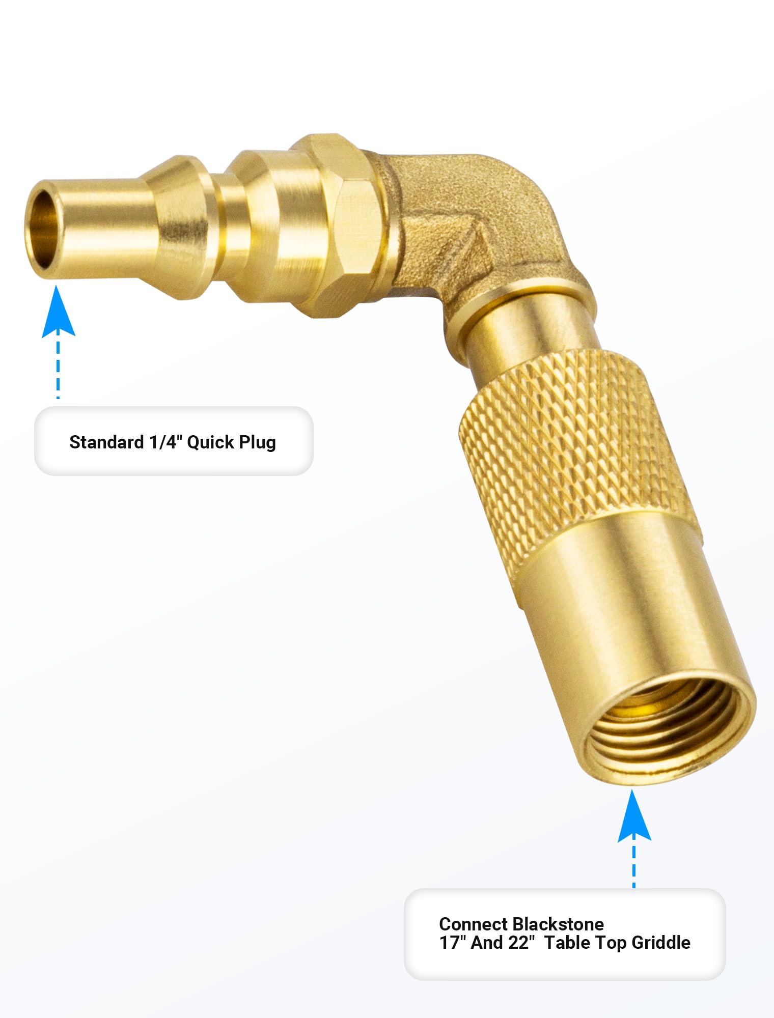 SARDVISA Portable 1/4 Inch RV Quick Connect Fitting, Brass 90 Degree Elbow Propane Conversion Adapter for Blackstone Tabletop Grill - 17 Inch and 22 Inch Portable Gas Griddle