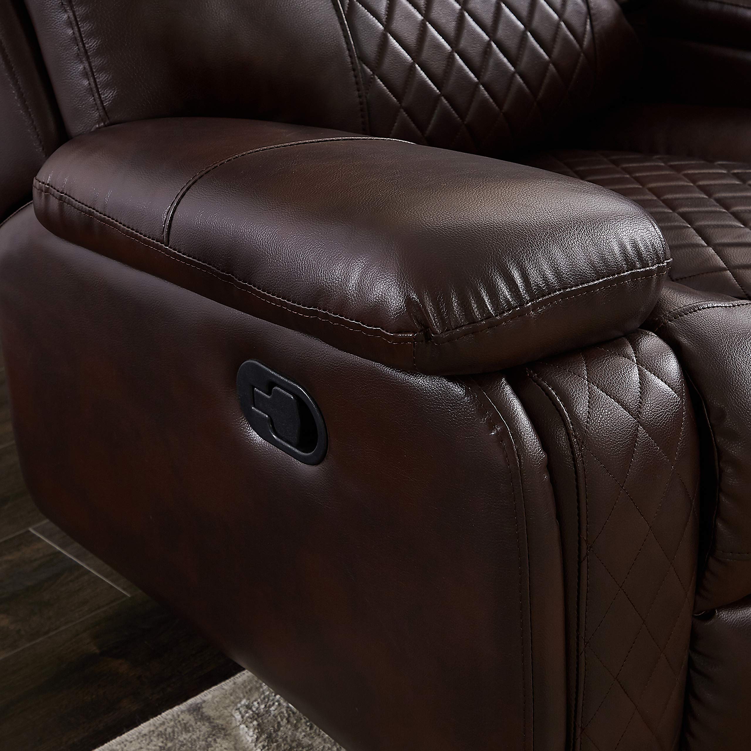 DHHU Living Room Leather Motion Sectional Sofa, PU L Shape Symmertrical Reclining Couch with Cup Holder and Storage Box, Leathaire Corner Couches Modern Reclining Sofá, Brown