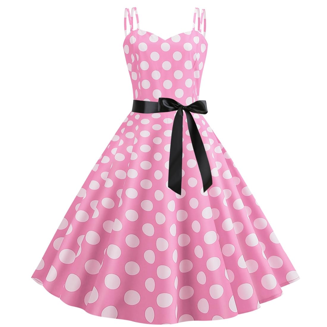 Mifsaly Pink Dress for Women Sexy Elegant 1950S Dresses for Women Long Sleeve Plus Size Pin Up Dresses for Curvy Women Rockabilly Dresses for Women