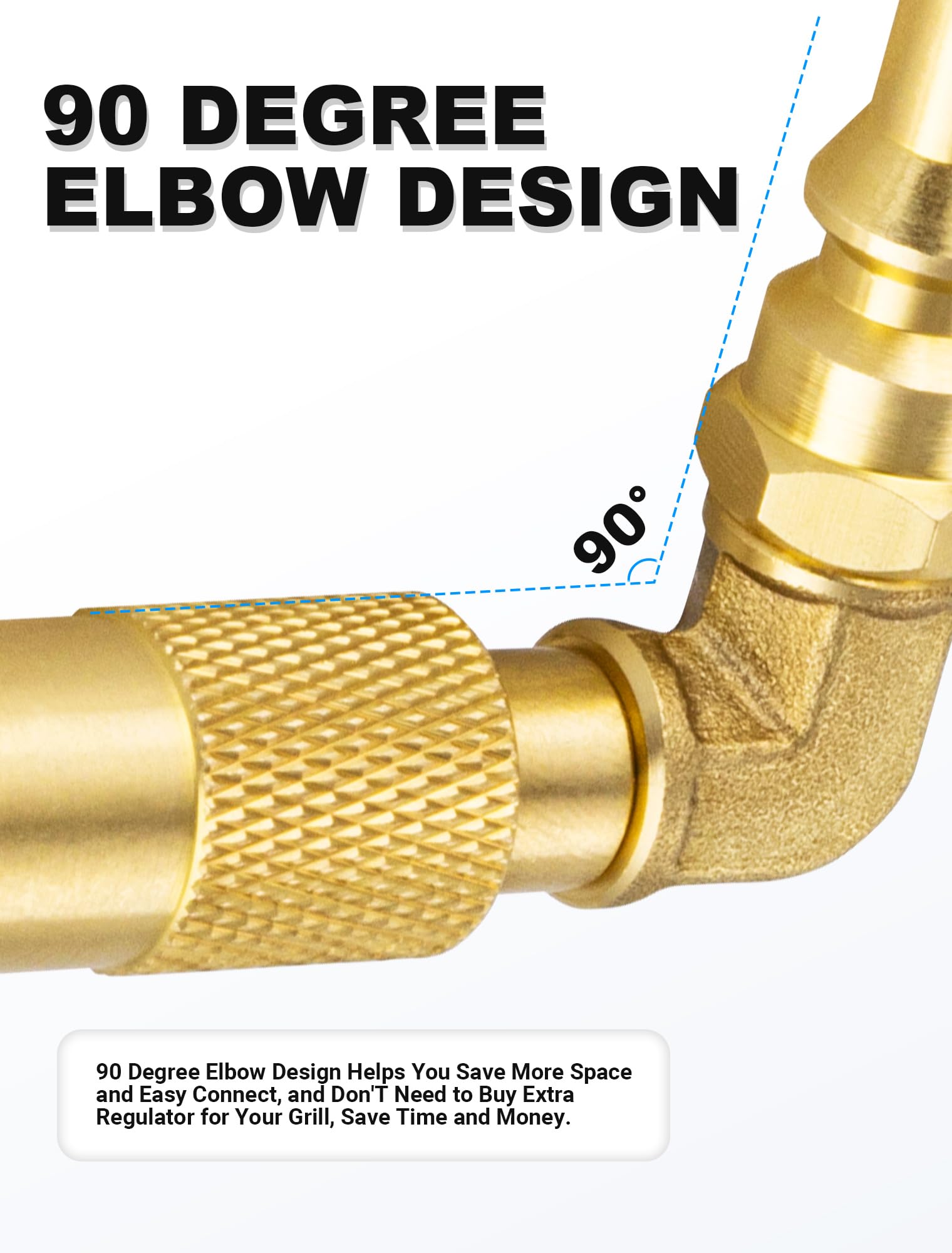SARDVISA Portable 1/4 Inch RV Quick Connect Fitting, Brass 90 Degree Elbow Propane Conversion Adapter for Blackstone Tabletop Grill - 17 Inch and 22 Inch Portable Gas Griddle