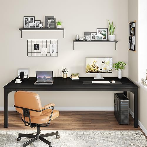 LITTLE TREE 78.7 Inches Extra Long Two Person Office Desk,Double Workstation for Home Office,Black