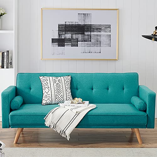 FANYE Blue Linen w/2 Pillows, 71.6"