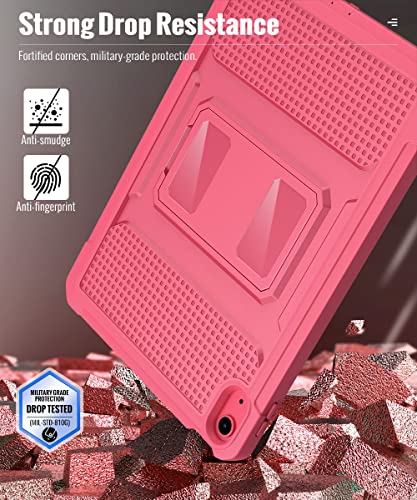 MoKo Case for iPad 10th Generation 10.9 inch 2022, Shockproof Dual Layer Full Body Cover with Kickstand for Kids and Built-in Screen Protector for iPad 10th Gen 2022, Support Touch ID, Watermelon Red
