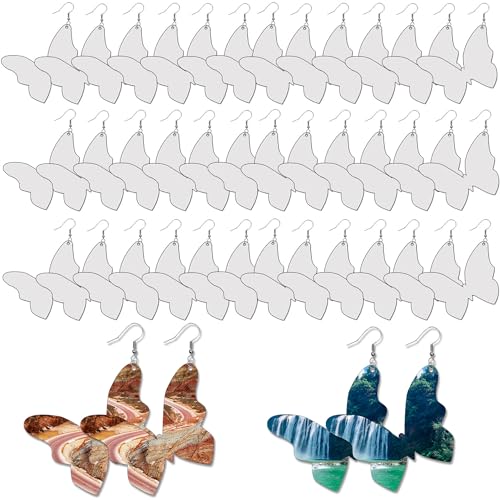 144 pcs Sublimation Earring Blanks Bulk MDF Animals Double-Sided Printing Halloween Christmas Sublimation Earring Blanks with Earring Hooks and Jump Rings (Butterfly)