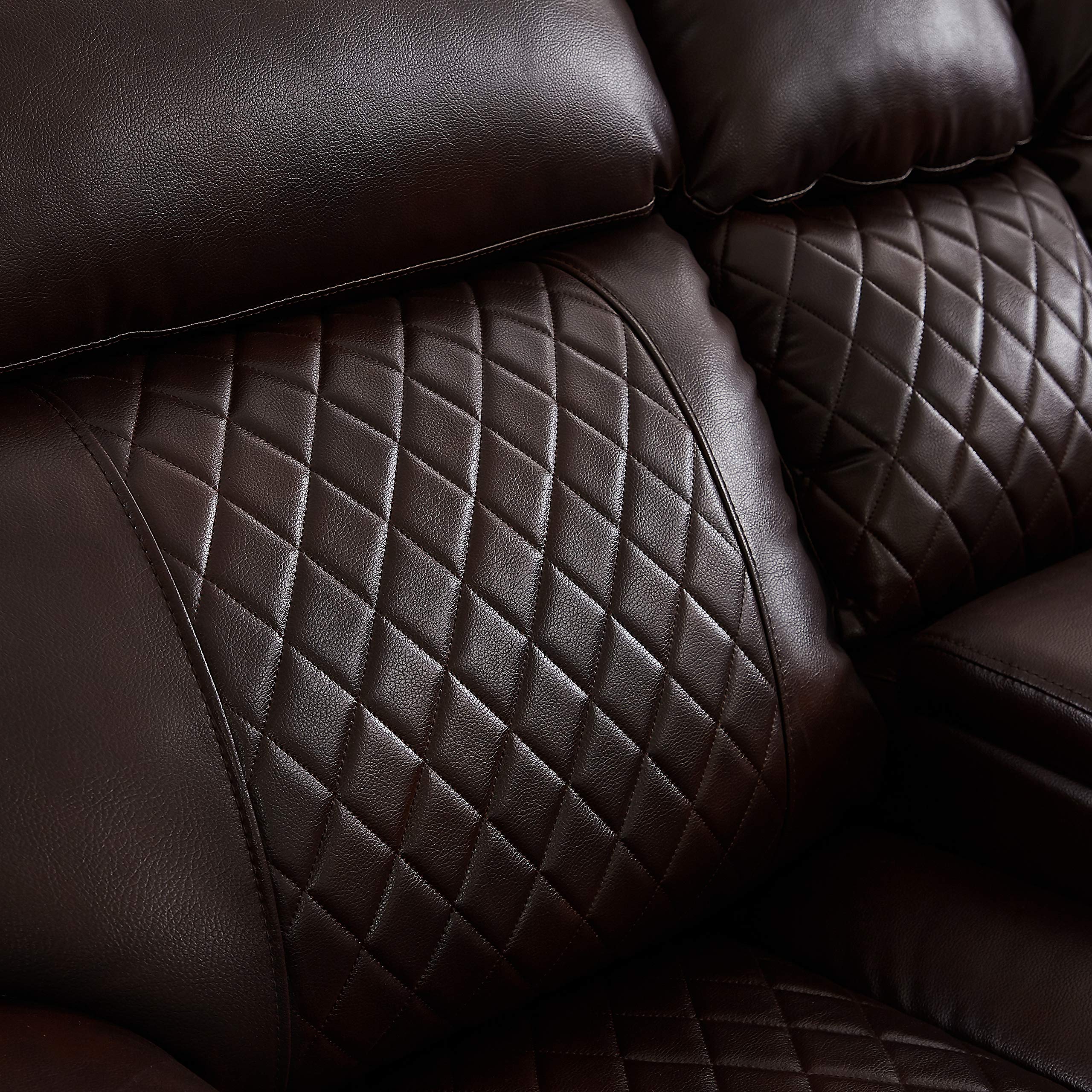 DHHU Living Room Leather Motion Sectional Sofa, PU L Shape Symmertrical Reclining Couch with Cup Holder and Storage Box, Leathaire Corner Couches Modern Reclining Sofá, Brown