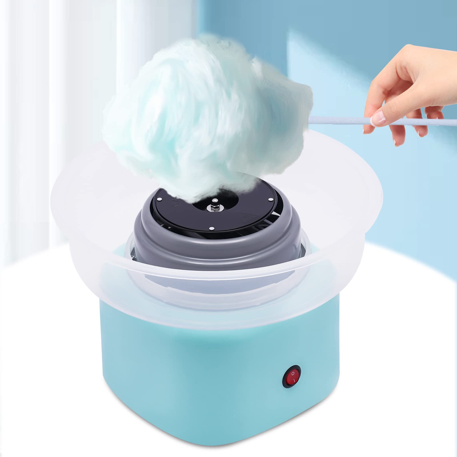 Cotton Candy Machine portable with Large Splash-Proof Plate Countertop Cotton Candy Maker Homemade Sweets with Sugar Scoop & Candy Sticks for Home Kids Birthday Family Party