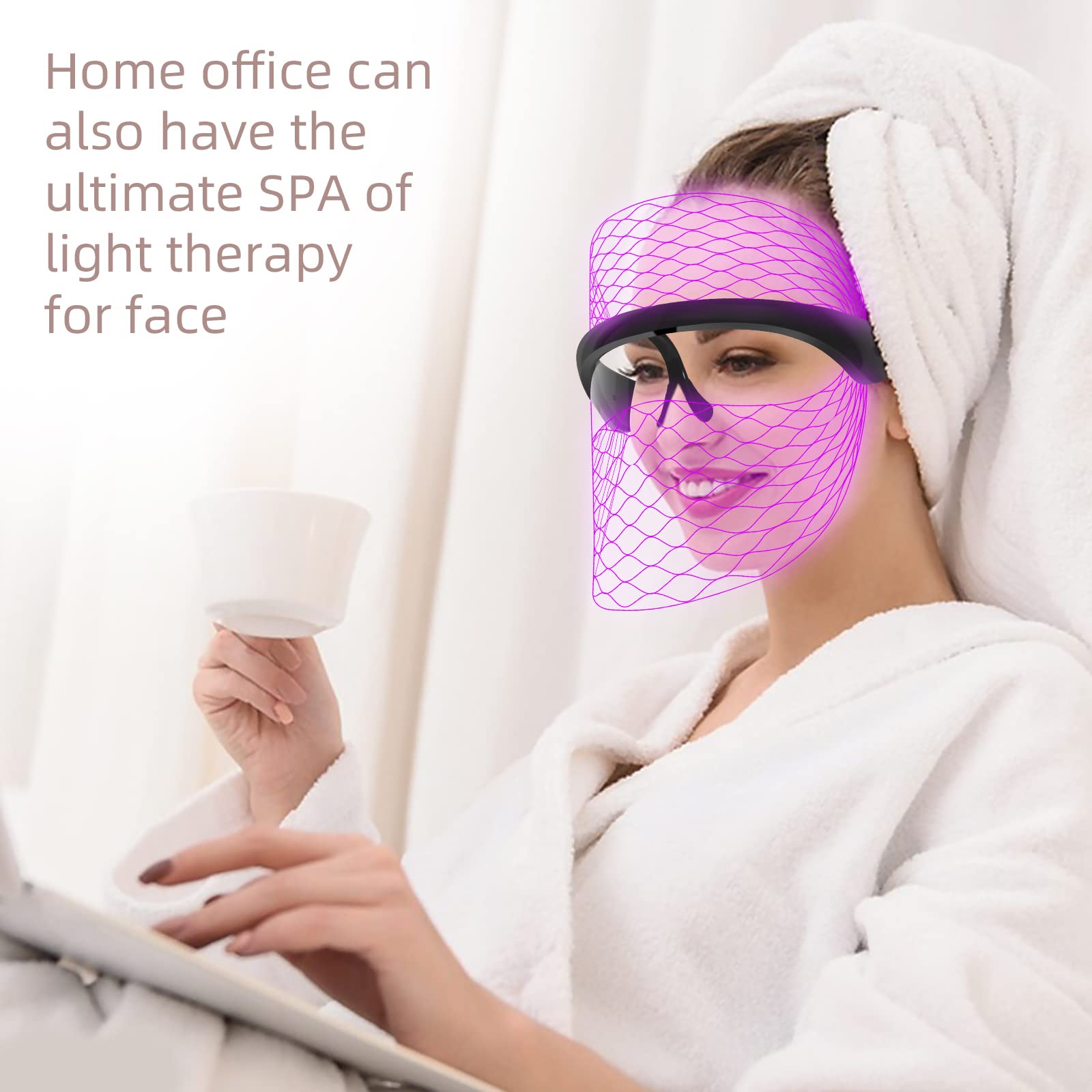 L E D Face Mask Light Therapy, Red & Blue Light Therapy for Face, 7 Colors L E D Light Therapy Mask, Beauty Mask Rechargeable Portable for Facial Skin Care at Home and Travel