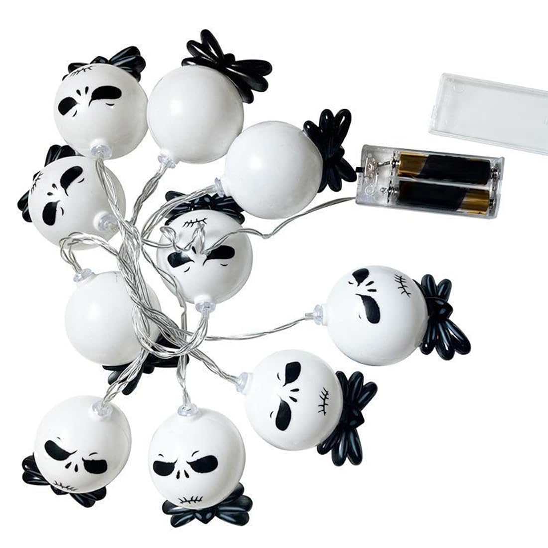 ZHISHENG Halloween String Lights Ghost Face String Lights 59 Inch LED Lights 10pcs Holiday Decoration