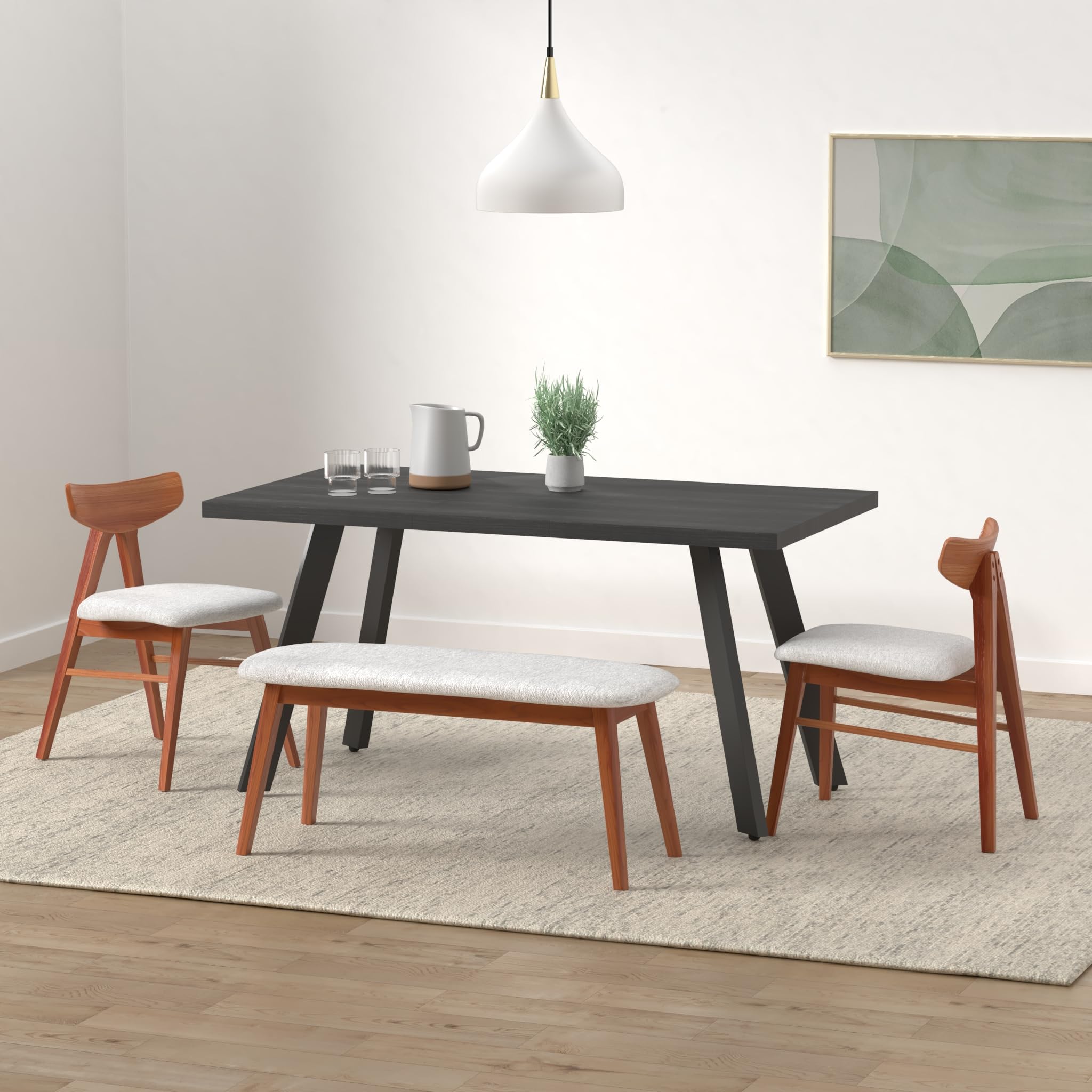 Best Choice Products Extendable Dining Table 47 to 63in Modern Large Expanding Kitchen Table up to 6 People w/Leaf Extension, 2 Locks, 132lb Capacity - Black