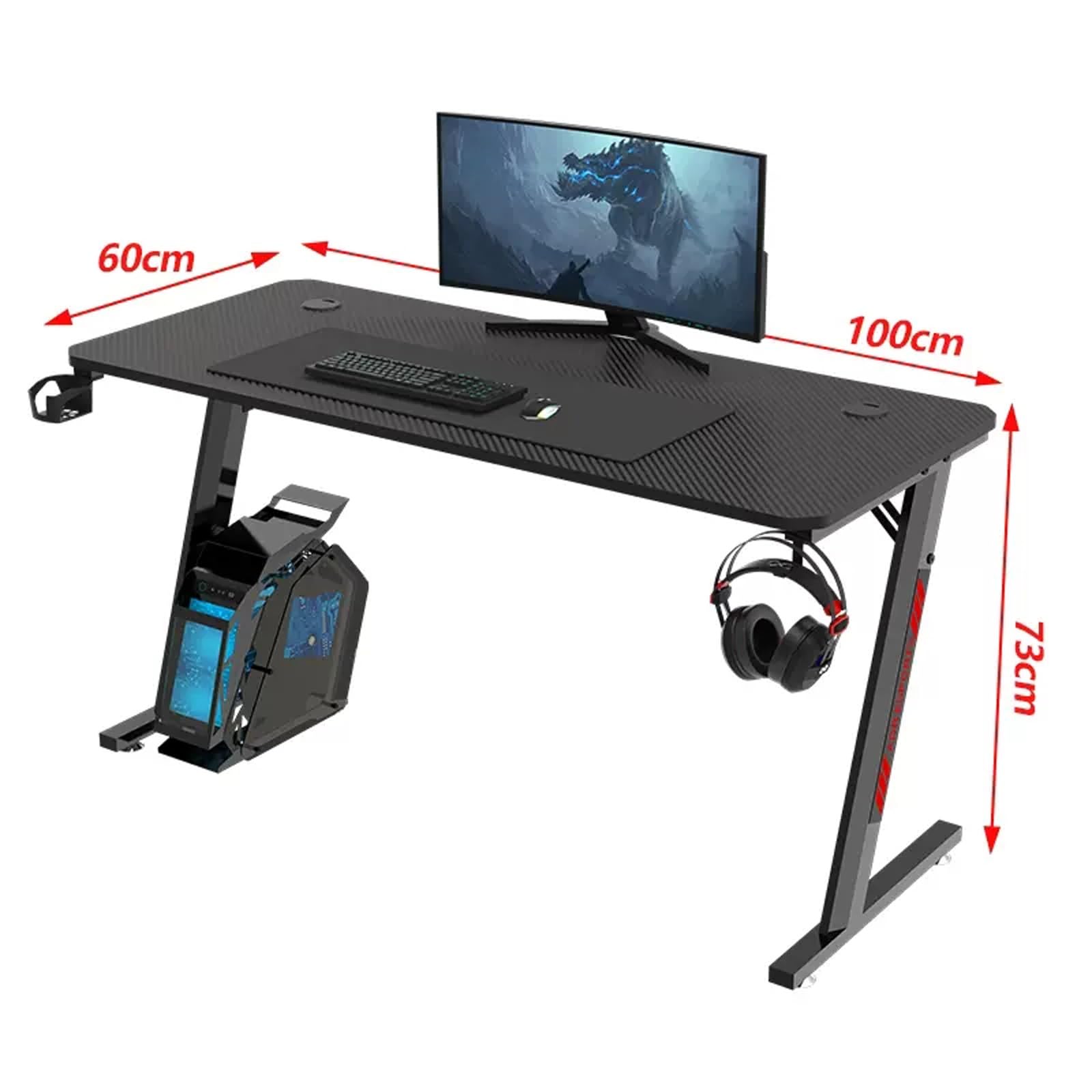 Writing Work Desk Gaming Table Desktop PC Table Home Bedroom Desk Writing Desk Office Desk Game Athletic Table with Lights PC Table Home Office Desk (Color : B, Size : 120 * 60 * 73cm)