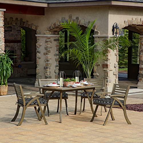 Arden Selections Modern Outdoor Seat Cushion 20 x 20, Black Global Stripe