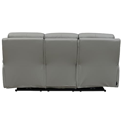 Hydeline Rhapsody Top Grain Leather Power Zero Gravity Reclining Sofa Couch 85", Silver Gray, Memory Foam, Pocket Coils and Control Panel