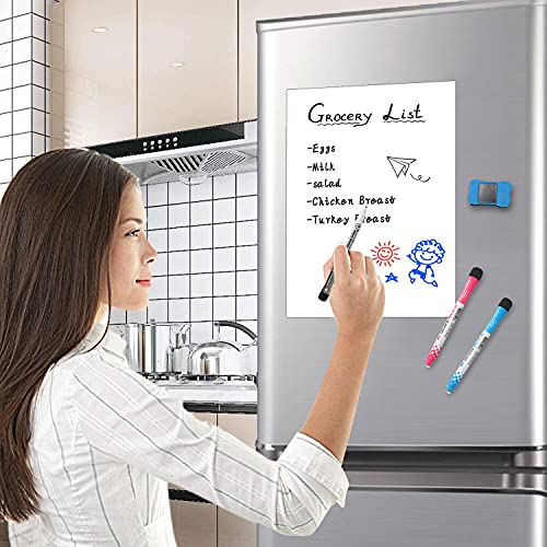 Whiteboard Magnetic Dry Erase Board Self Adhesive for Any Smooth Surface with New Stain Resistant Technology,Home Kitchen Fridge Shopping List and Office Notice Board (12β X 8β)