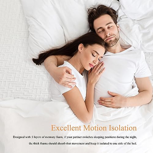 12 inch Queen Mattress, Motion Isolating Mattress in a Box, Medium Firm, CertiPUR-US Certified, 5 Layer Memory Foam System Supportive & Pain Relief-365 Nights Trail