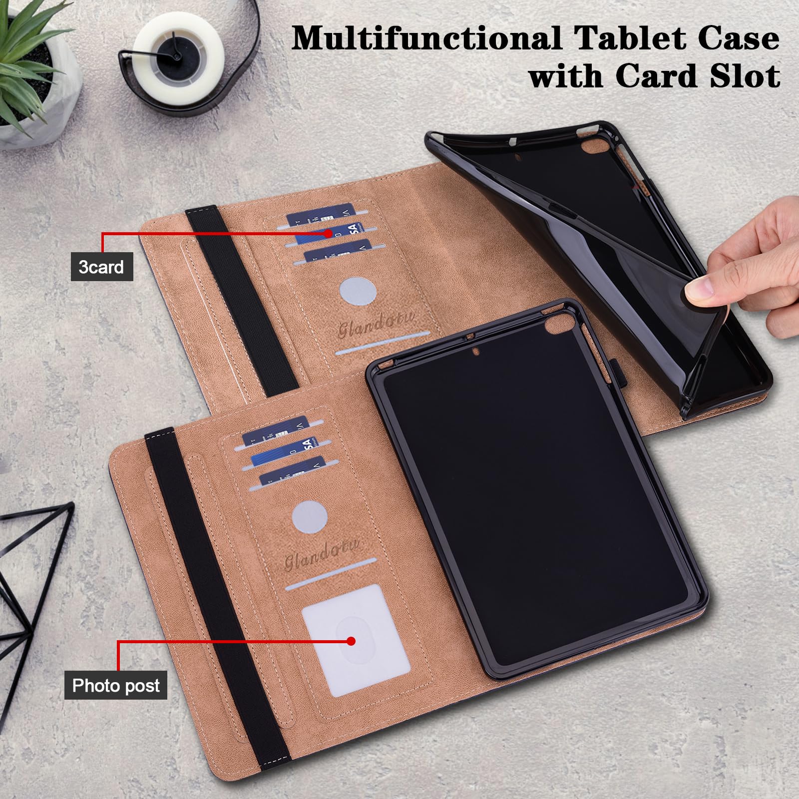 VODEFOX Case for Samsung Galaxy Tab A7 Lite 8.7 inch 2021 Case SM-T220 / T225 Premium PU Leather Folio Stand Flip Cover with Card Slot Pen Holder for Galaxy Tab A7 Lite Tablet - Purple Lotus