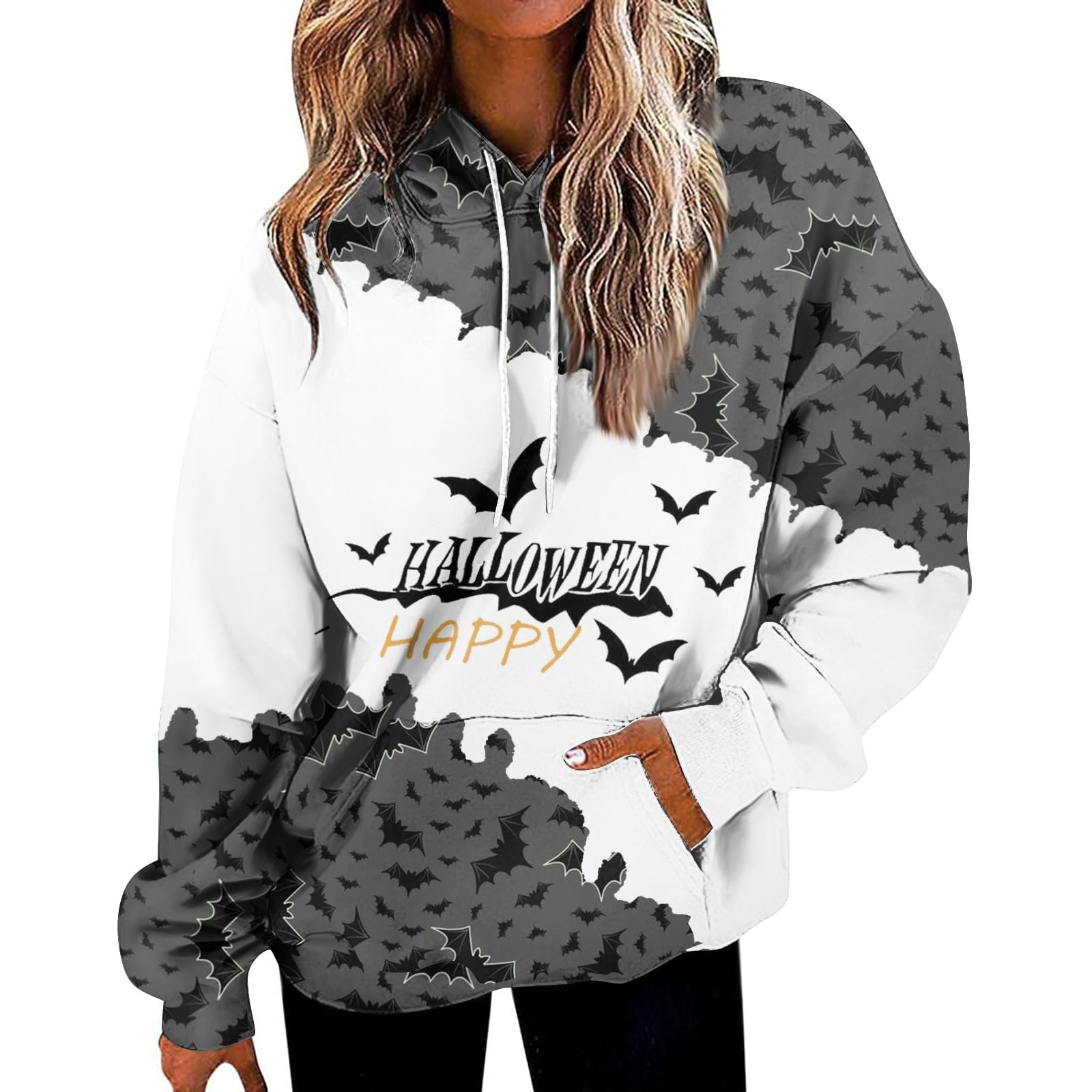 Pumpkin Sweatshirts For Women Fall Tshirts Graphic Tees Long Sleeve Drawstring Oversized Hoodie For Women Winter Vintage Halloween Graphic Vintage 90S Pumpkin Shirts With Pockets Gray 3X
