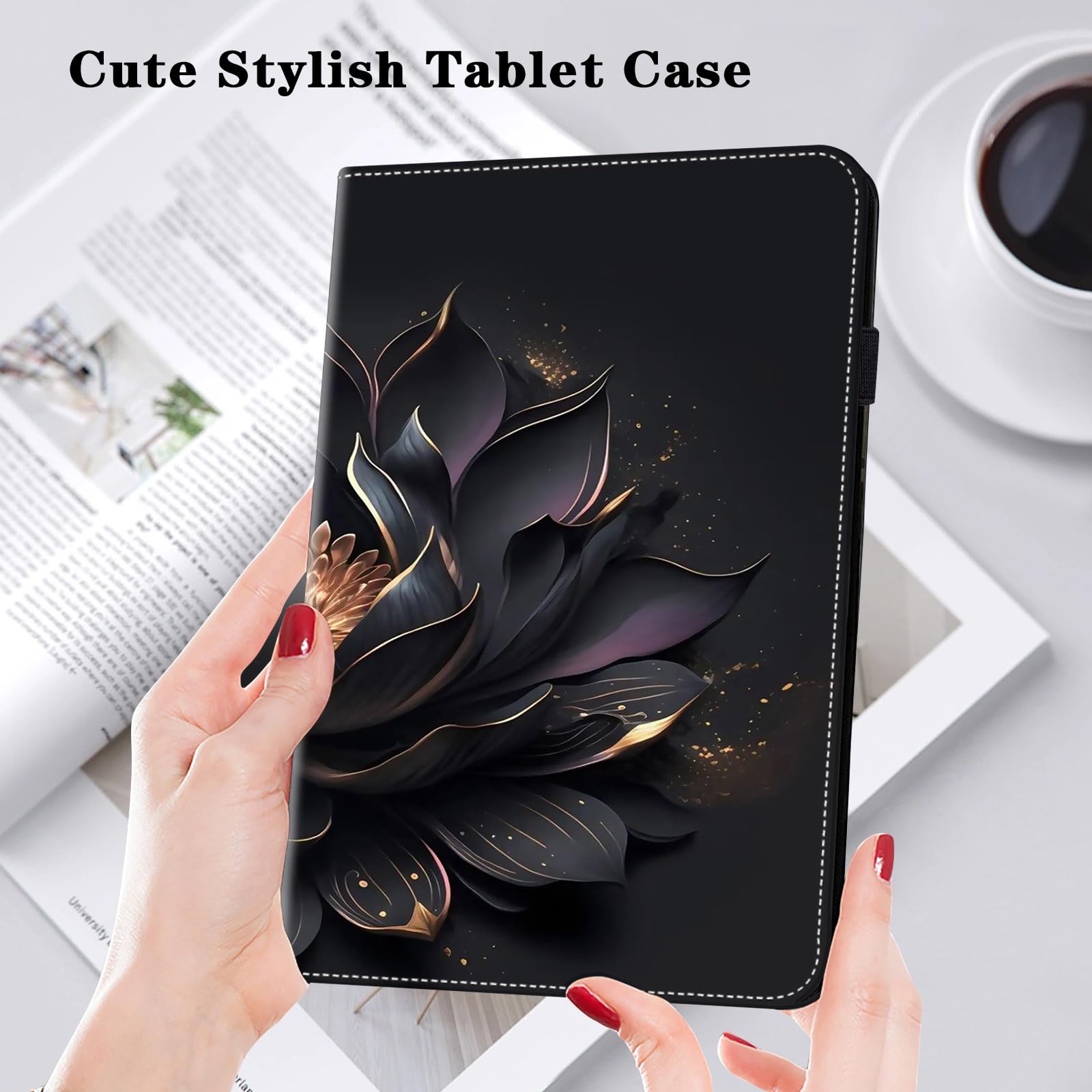VODEFOX Case for Samsung Galaxy Tab A7 Lite 8.7 inch 2021 Case SM-T220 / T225 Premium PU Leather Folio Stand Flip Cover with Card Slot Pen Holder for Galaxy Tab A7 Lite Tablet - Purple Lotus