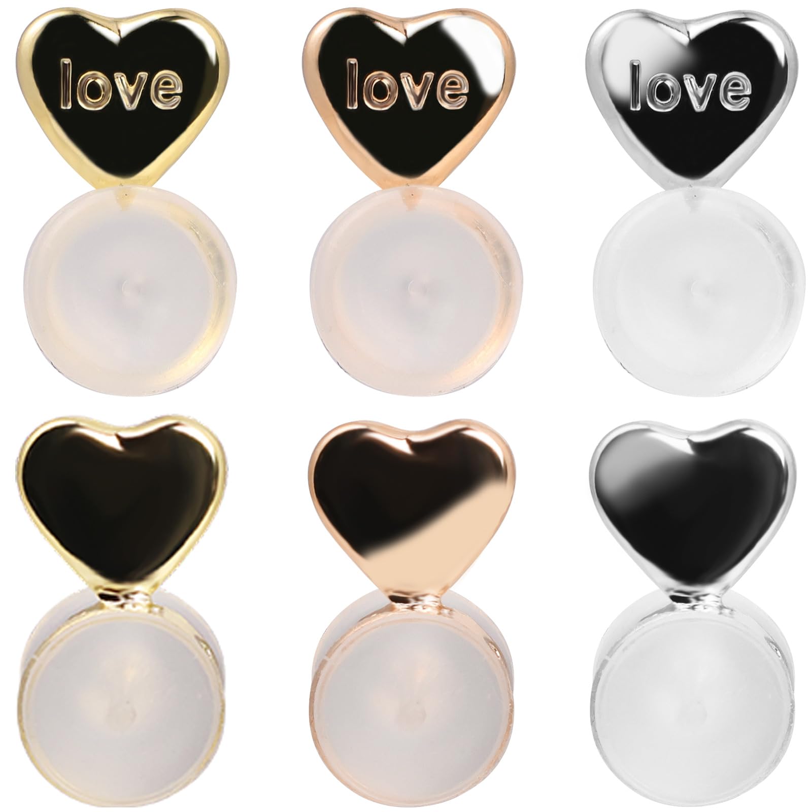 Veekyvicky Silicone Earring Backs for Droopy Ears Rubber Earring Lifter for Heavy Studs, Earing Backs Replacement Rose Gold Silver