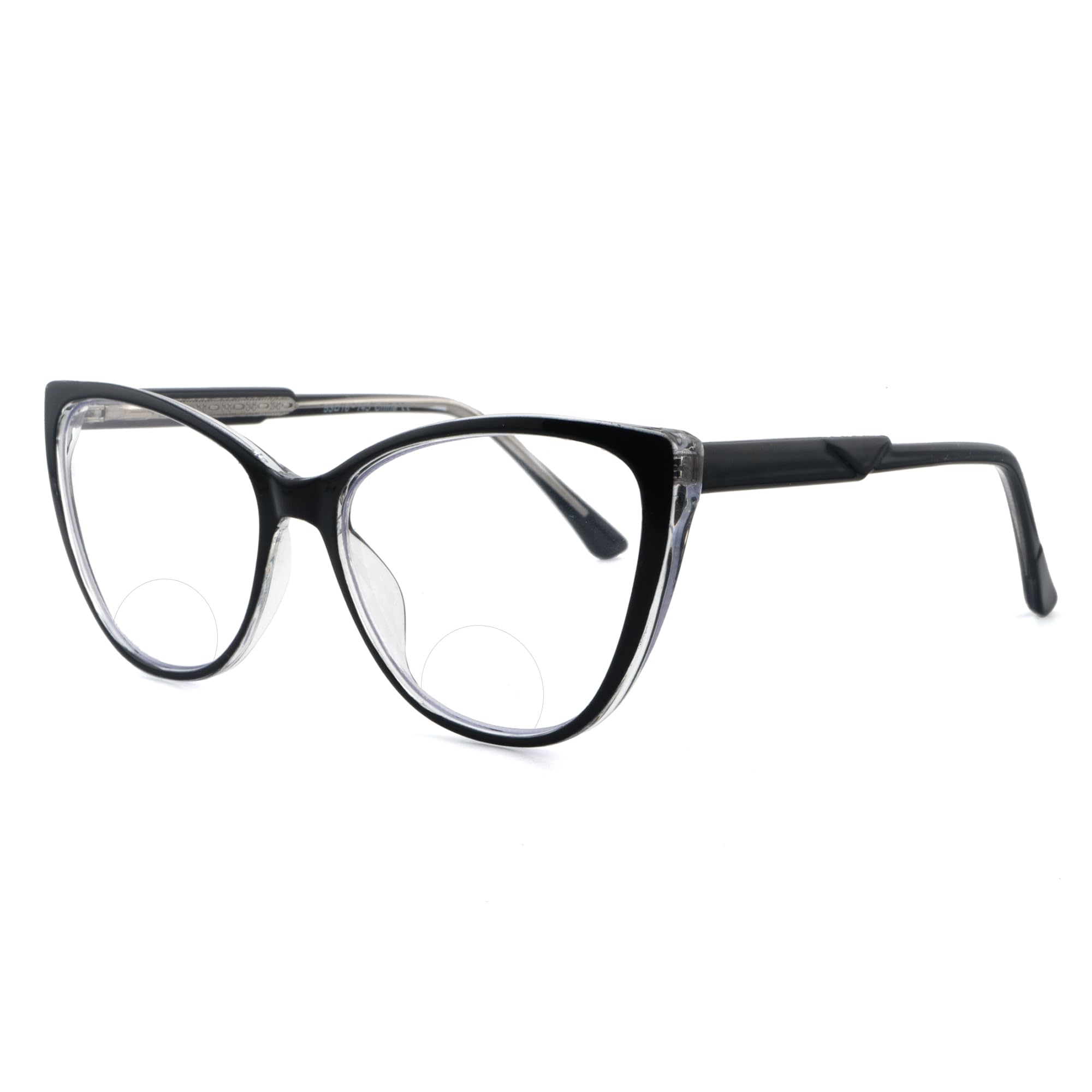 SOPHILY Cateye Bifocal Reading Glasses for Women Men, Funky Bi-focal Womens Readers Clear Top Blue Light Blocking Eyglasses,Black Frame +2.00