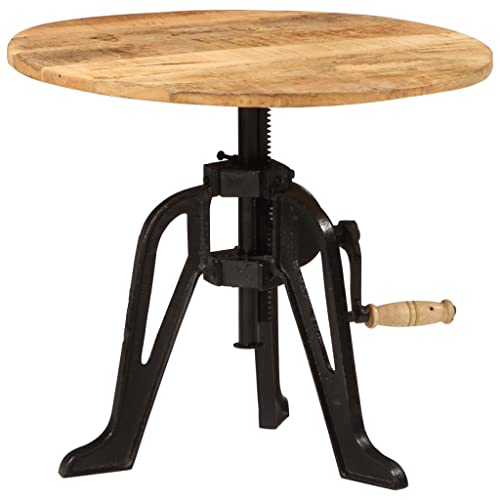 Modern end Table, Side Table, Decorative Table, Suitable for Living Room and Bedroom,Side Table 23.6" x(16.5"-24.4") Solid Wood Mango and Cast Iron