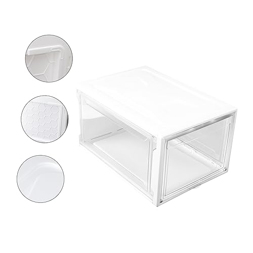 GARVALON 1PC Box shoe storage box shoe box shoe organizers shoe container closets plastic to go containers clear container Dampproof Shoes Storage Case storage bag sneakers pp plastic white