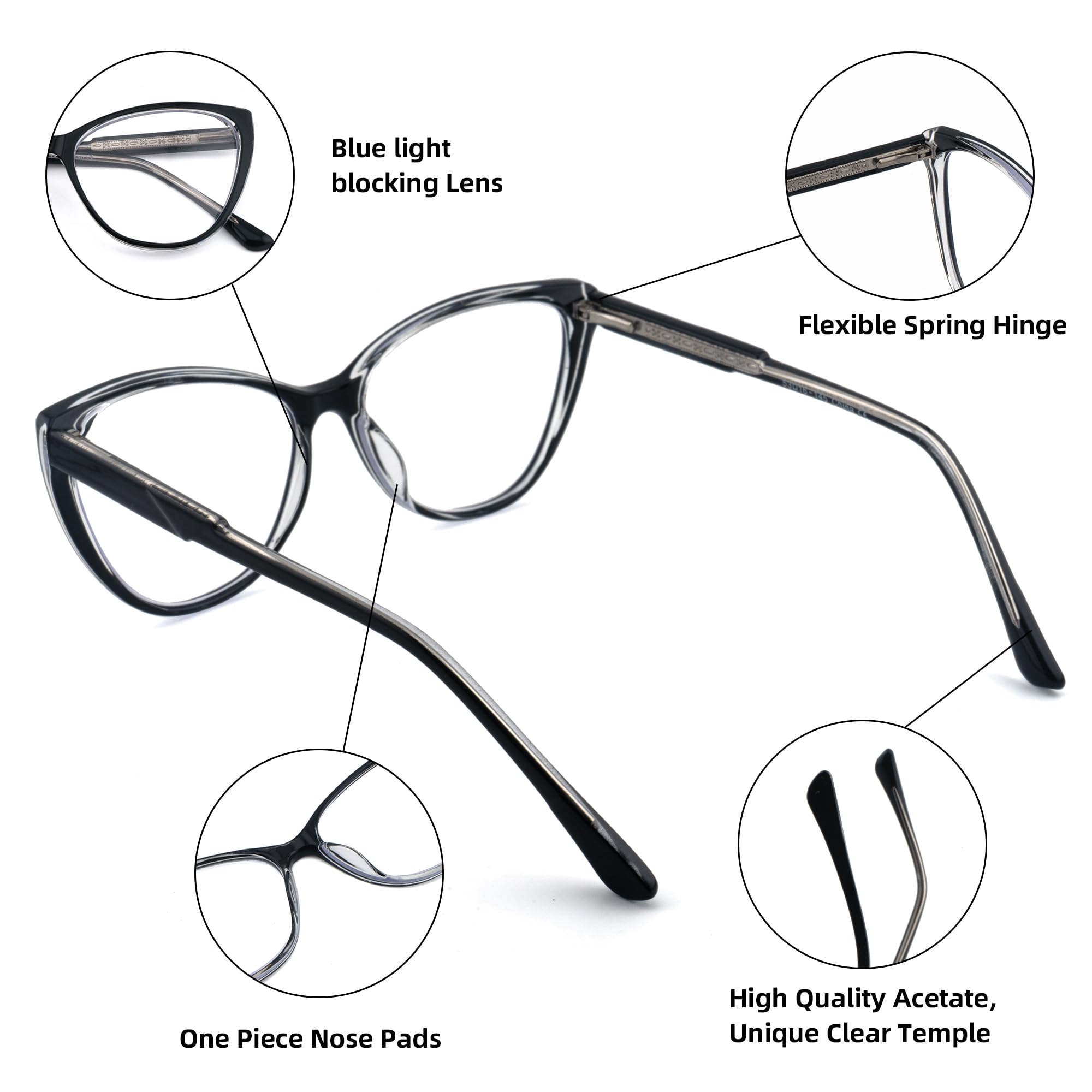 SOPHILY Cateye Bifocal Reading Glasses for Women Men, Funky Bi-focal Womens Readers Clear Top Blue Light Blocking Eyglasses,Black Frame +2.00