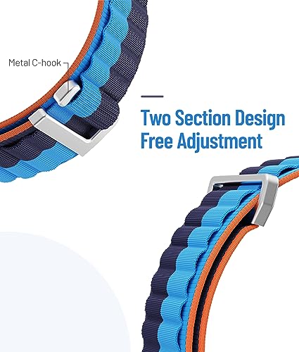 Nhoebwe Upgrade Alpine Loop Nylon Band Compatible with Apple Watch Band 49mm 45mm 44mm 42mm 41mm 40mm 38mm Men Women, Detachable Adjustable Metal C-Hook Strap for iWatch Series