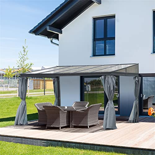 UXZDX 13' X 9.5' X 8' Hardtop Gazebo with Netted Curtain, Outdoor Porch Patio Gazebo, Durable Aluminum Frame for Garden