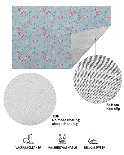 Indoor Outdoor Mats, Rustic Simple Floral Tile Pattern Door Mat, Non-Slip Absorbent Resist Dirt Entrance Mat Washable Welcome Mats for Entryway, Low-Profile Floor Mats