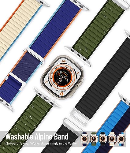 Nhoebwe Upgrade Alpine Loop Nylon Band Compatible with Apple Watch Band 49mm 45mm 44mm 42mm 41mm 40mm 38mm Men Women, Detachable Adjustable Metal C-Hook Strap for iWatch Series