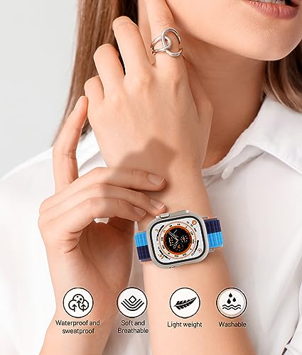 Nhoebwe Upgrade Alpine Loop Nylon Band Compatible with Apple Watch Band 49mm 45mm 44mm 42mm 41mm 40mm 38mm Men Women, Detachable Adjustable Metal C-Hook Strap for iWatch Series