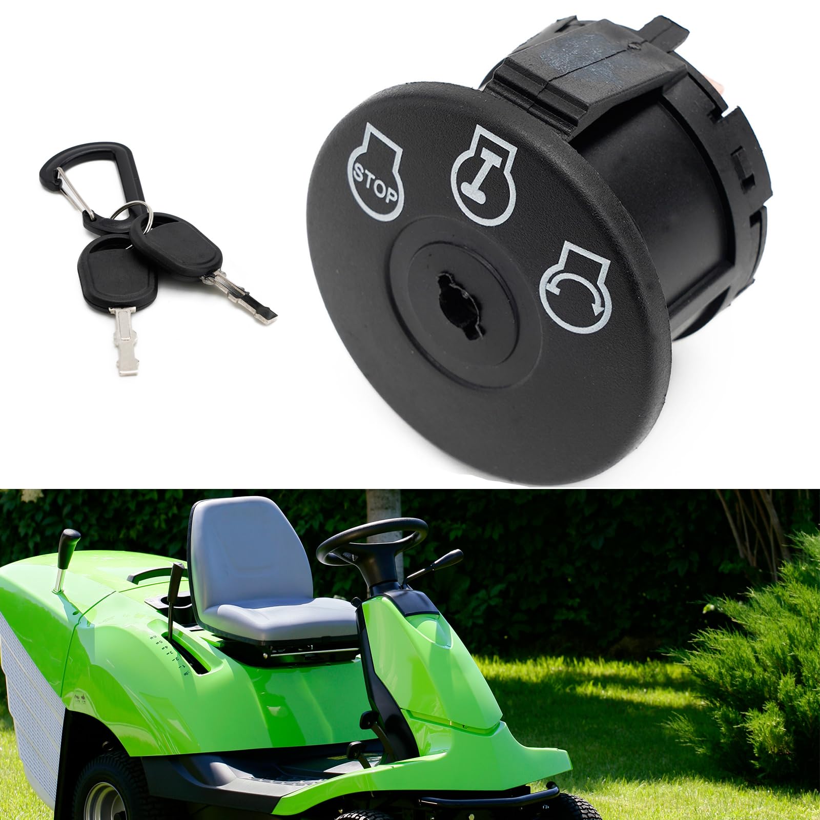 925-04228 Ignition Switch 3 Position with Key Replacement for Craftsman, Troy-Bilt, MTD, Cub Cadet, Husqvarna, JD, AYP, Bad Boy Delta, 725-04228 Lawn Mower Starter Switch
