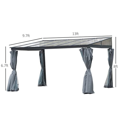 UXZDX 13' X 9.5' X 8' Hardtop Gazebo with Netted Curtain, Outdoor Porch Patio Gazebo, Durable Aluminum Frame for Garden