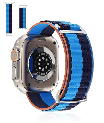 Nhoebwe Upgrade Alpine Loop Nylon Band Compatible with Apple Watch Band 49mm 45mm 44mm 42mm 41mm 40mm 38mm Men Women, Detachable Adjustable Metal C-Hook Strap for iWatch Series
