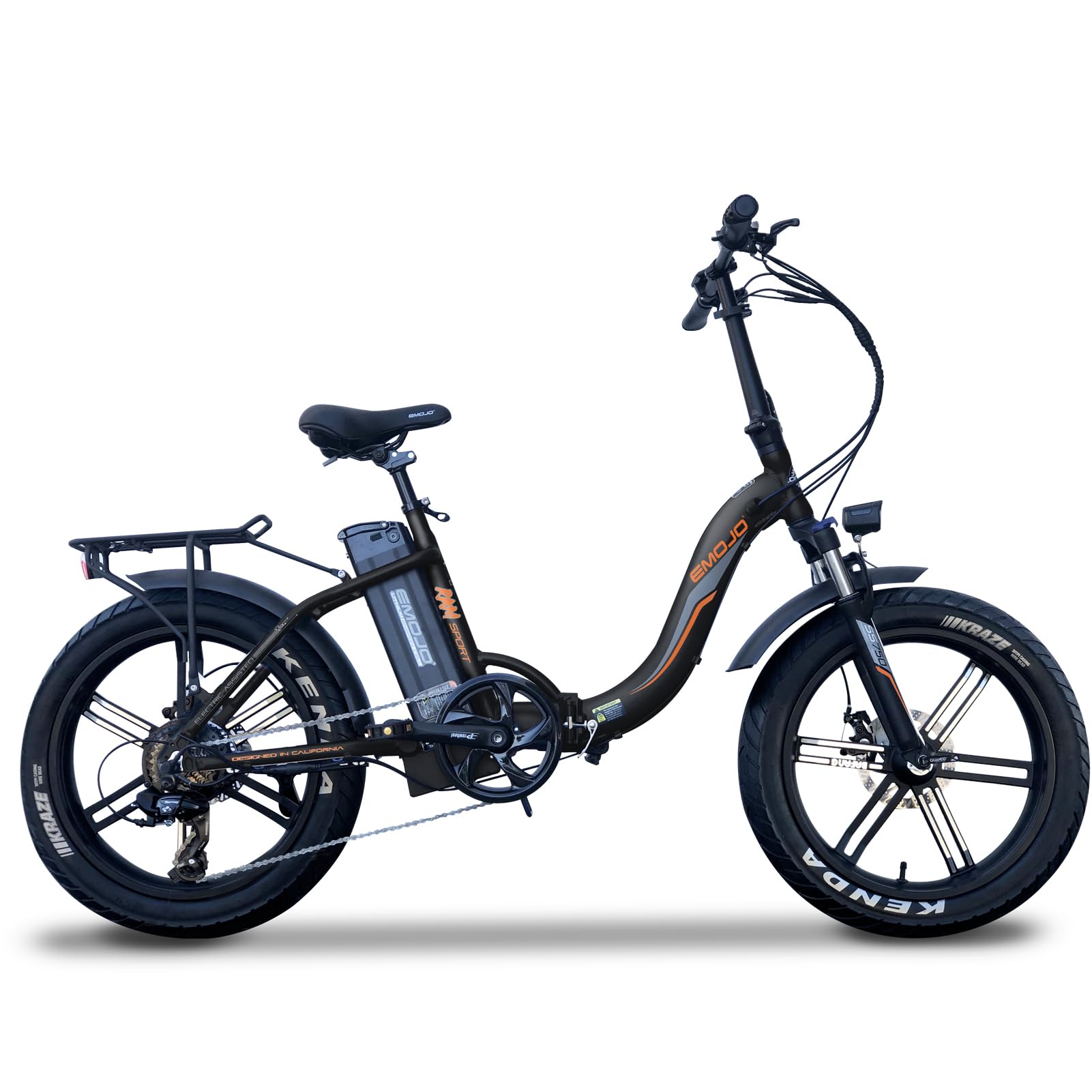 EMOJO RAM SS Street 750W Folding Electric Road Bike for Adults 20 Inch Fat Tire Outdoor E Bike with 48V 10Ah Lithium Battery 20MPH 30 Miles Pedal Assist E Bicycle 7 Speed and LCD Display (Black)