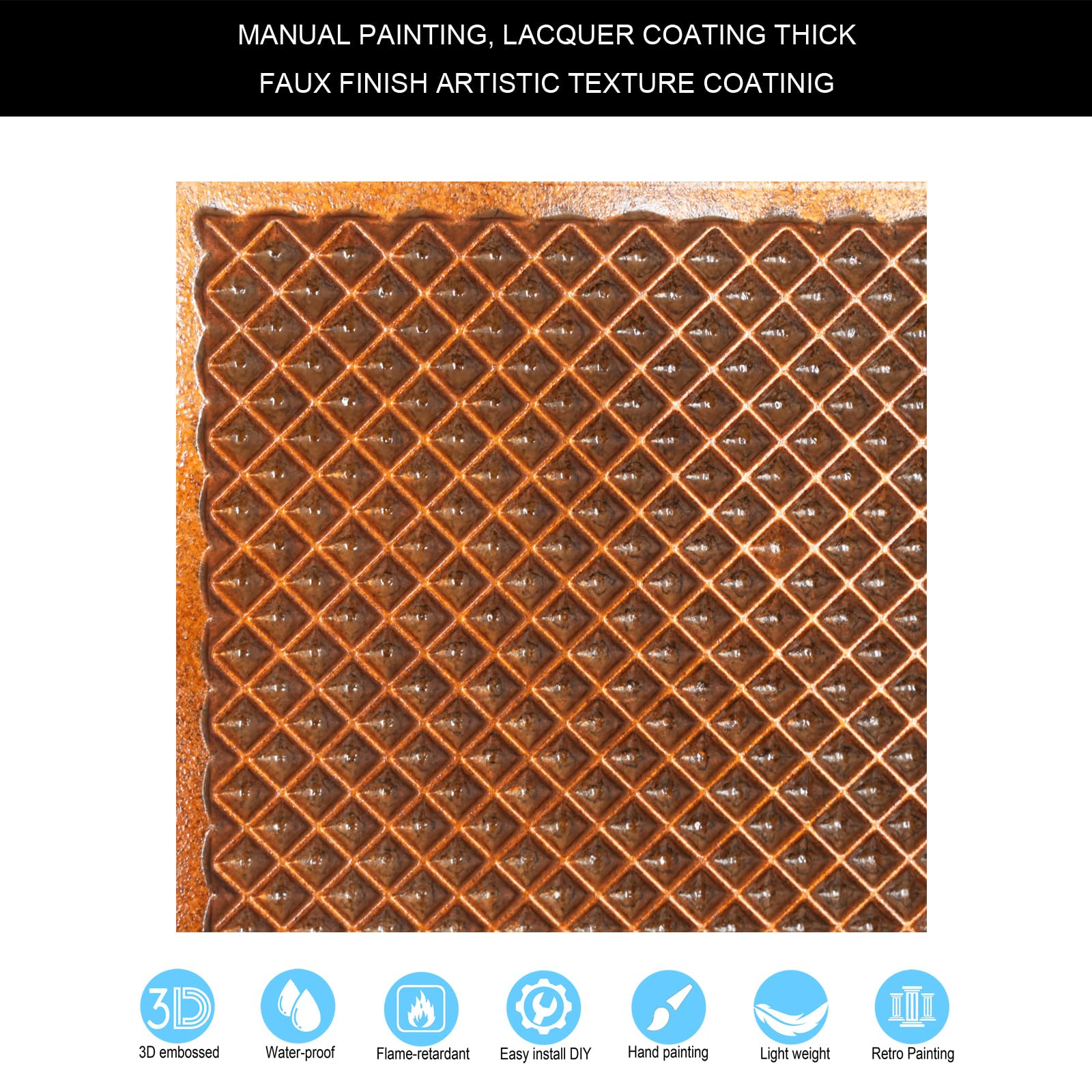 Tin-Look Ceiling Tiles Farmhouse Tin Ceiling Tiles for Cafe Club Salon Hotel Store Bar 2'x2' PL20 Archaic Copper 10pcs