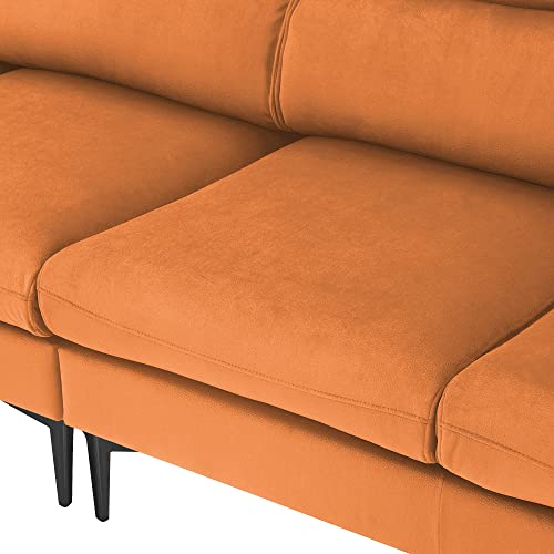 BIADNBZ Sectional Sofa with Reversible Chaise Lounge, Modern Flannel L-Shaped Couch for Living Room, 111", Orange