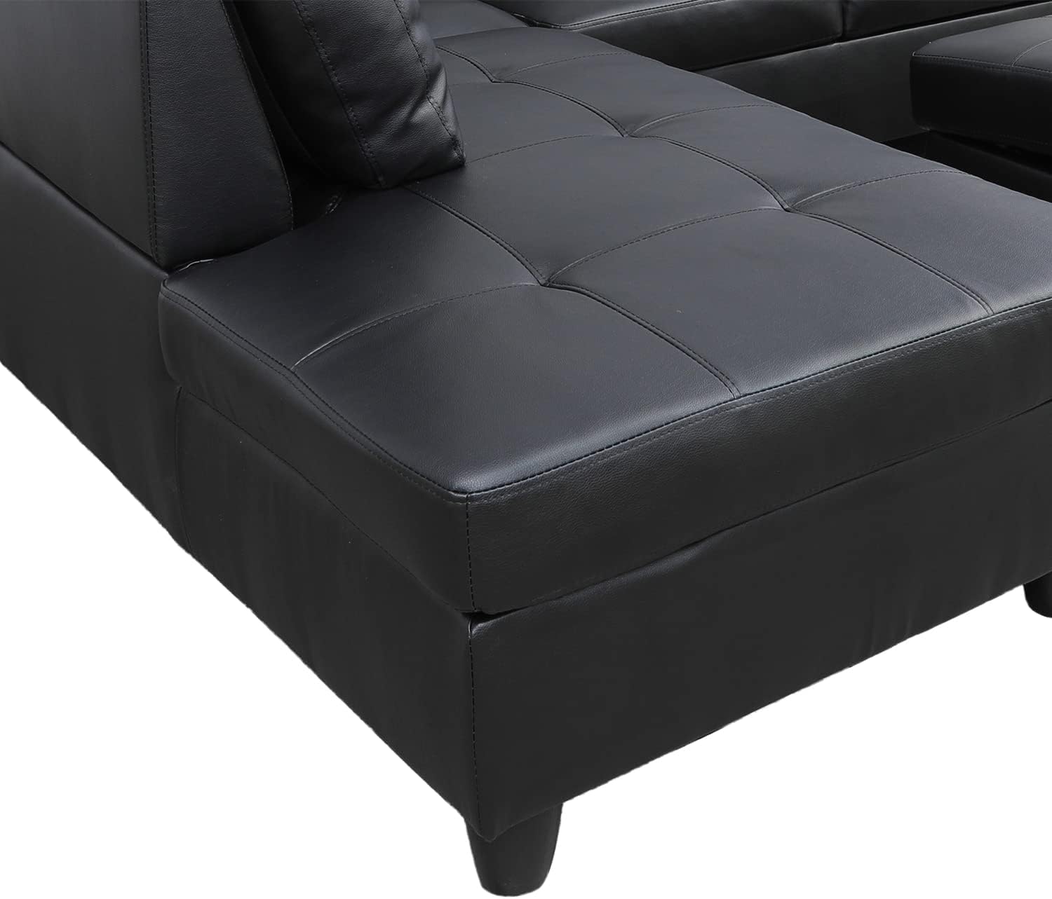 FANYE Linen Upholstery 82" Sectional w/Reversible Storage Chaise, L-Shaped 3-Seaters Corner Pull Out Sleeper Bed for Home Apartment Office Living Room Furniture Sets, Dark Gray Sofa & Couch, Black 1