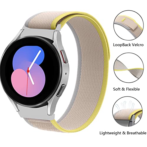 2 PACK Trail Loop Nylon Band for Samsung Galaxy Watch 6/5/4 40mm 44mm Band/6 Classic 43mm 47mm Band/5 Pro Band 45mm/4 Classic 42mm 46mm Band, Breathable Nylon Straps Women Men(Black/Milk White)