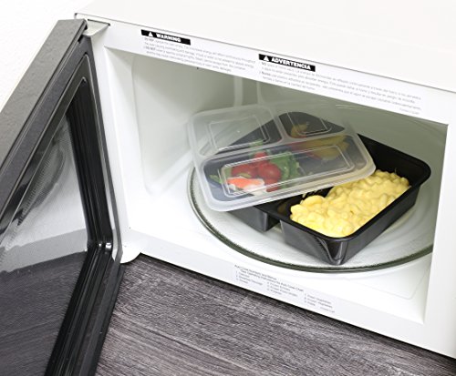 6 Pack - SimpleHouseware 3 Compartment Food Grade Meal Prep Storage Container Boxes (36 ounces)