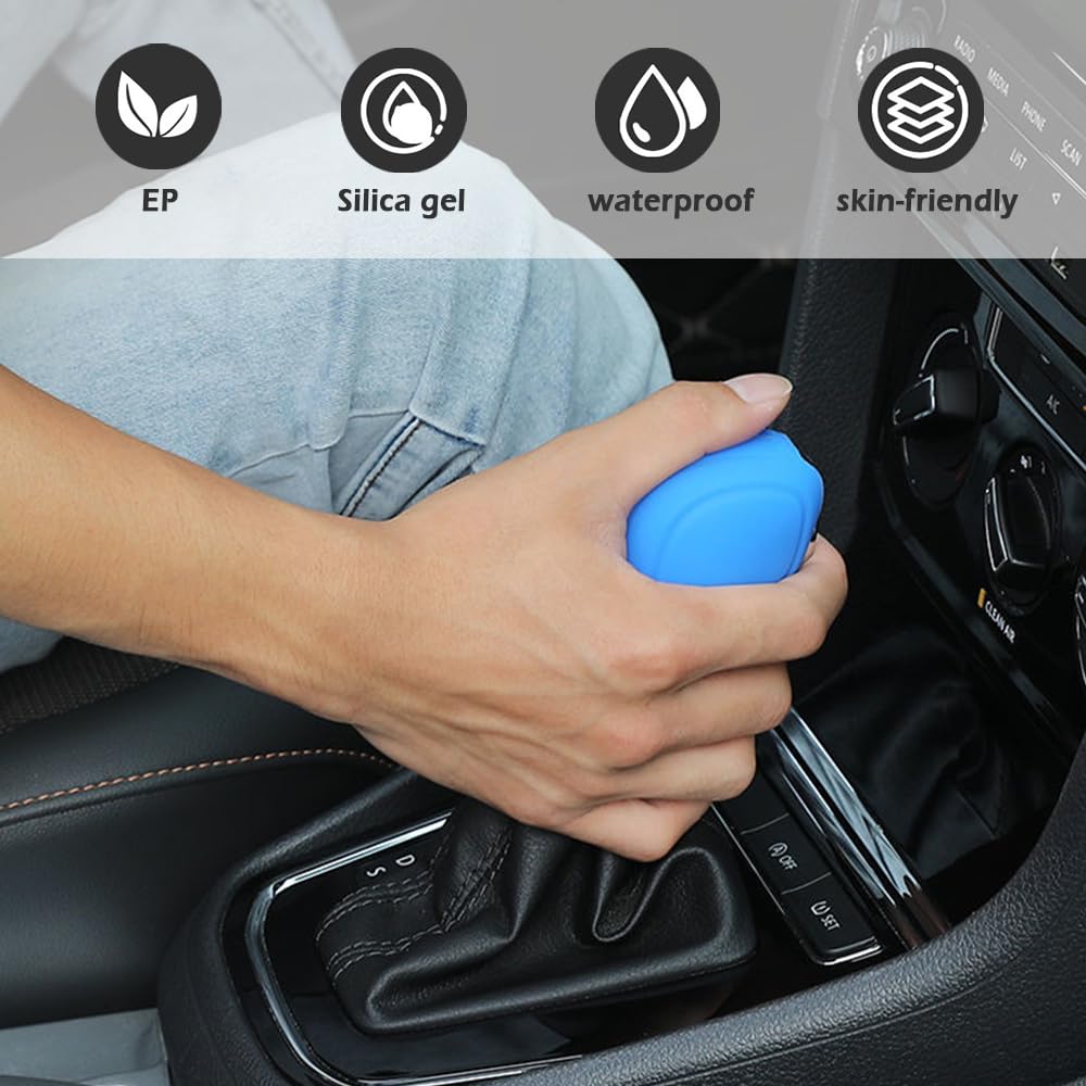 OFBAND 2PCS Silicone Car Gear Shift Cover,Anti-Slip Shift Knob Cover Effectively Protects Stick Shift Knob,Universal car Interior Accessories Gear Shifter Knobs Decoration (Beige)