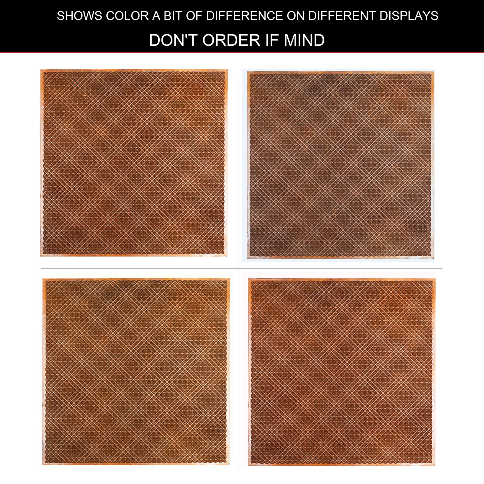 Tin-Look Ceiling Tiles Farmhouse Tin Ceiling Tiles for Cafe Club Salon Hotel Store Bar 2'x2' PL20 Archaic Copper 10pcs