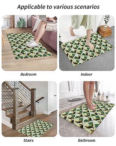 Indoor Outdoor Mats, Retro Farm Rooster Tile Pattern Door Mat, Non-Slip Absorbent Resist Dirt Entrance Mat Washable Welcome Mats for Entryway, Low-Profile Floor Mats