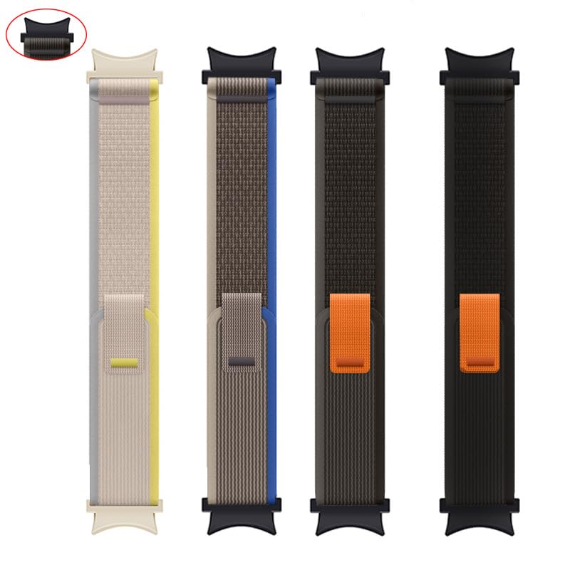 2 PACK Trail Loop Nylon Band for Samsung Galaxy Watch 6/5/4 40mm 44mm Band/6 Classic 43mm 47mm Band/5 Pro Band 45mm/4 Classic 42mm 46mm Band, Breathable Nylon Straps Women Men(Black/Milk White)