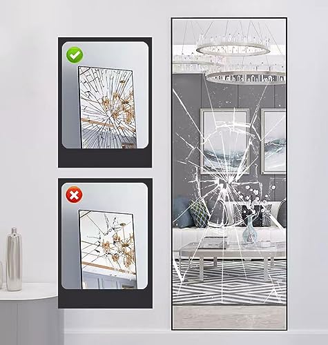 Yone jx je Rectangular Full Length Mirror,Big Free Standing Body Mirror,Floor Length Mirror with Stand,Anti-Rust Solid Wood Frame, Long Wall Mirror for Bedroom (Black+Mirror(65" x 23")