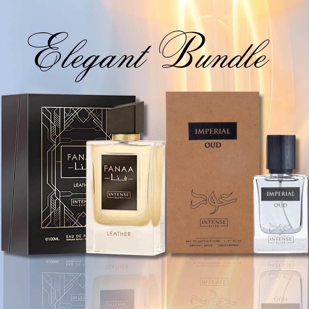 INTENSE ELITE Eau De Parfum for Men - Fanaa Leather 100ML & Imperial Oud 50ML | Long-Lasting Arabian Perfume Sprays for Men | Includes Magnetic Gift Box | Premium Fragrance Set